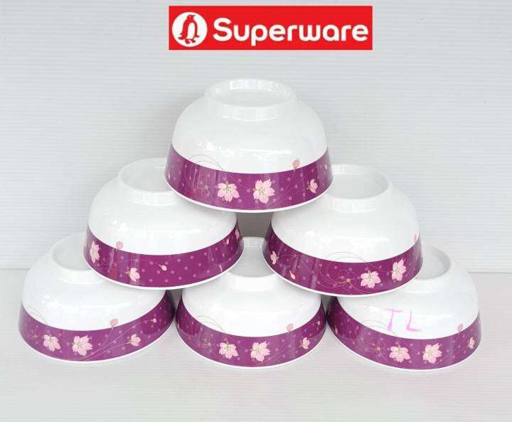 ชาม 4.5 นิ้ว 6 ชิ้น ลายมัลเบอรี่ (ถ้วยแบ่งไม่มีกล่อง) Superware ซุปเปอร์แวร์เกรดA เมลามีน100% ...