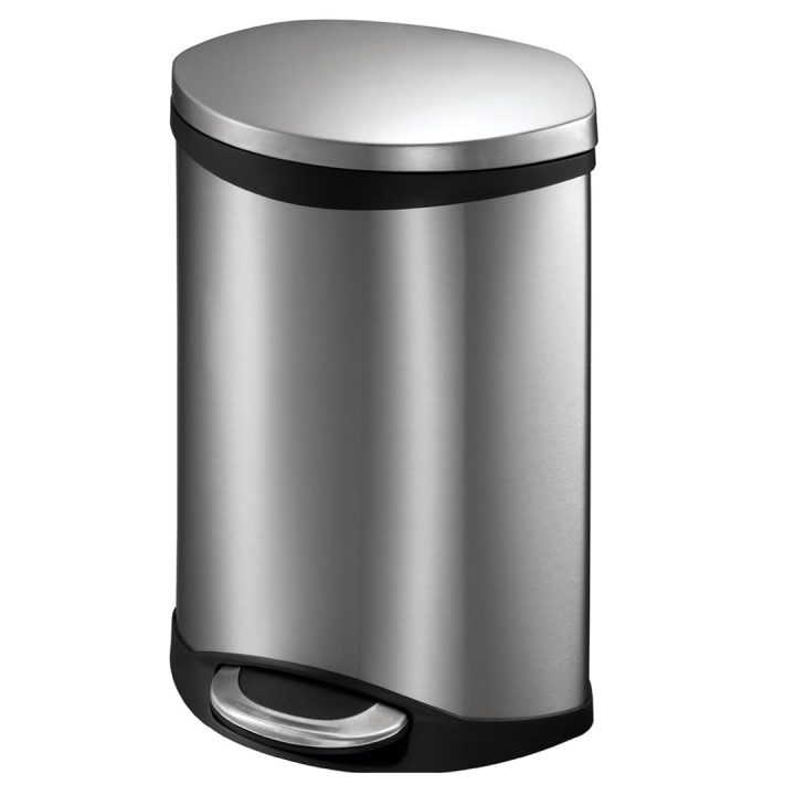 EKO Shell 6L Semi-Round Step Trash Can Brushed Stainless Steel | Lazada PH