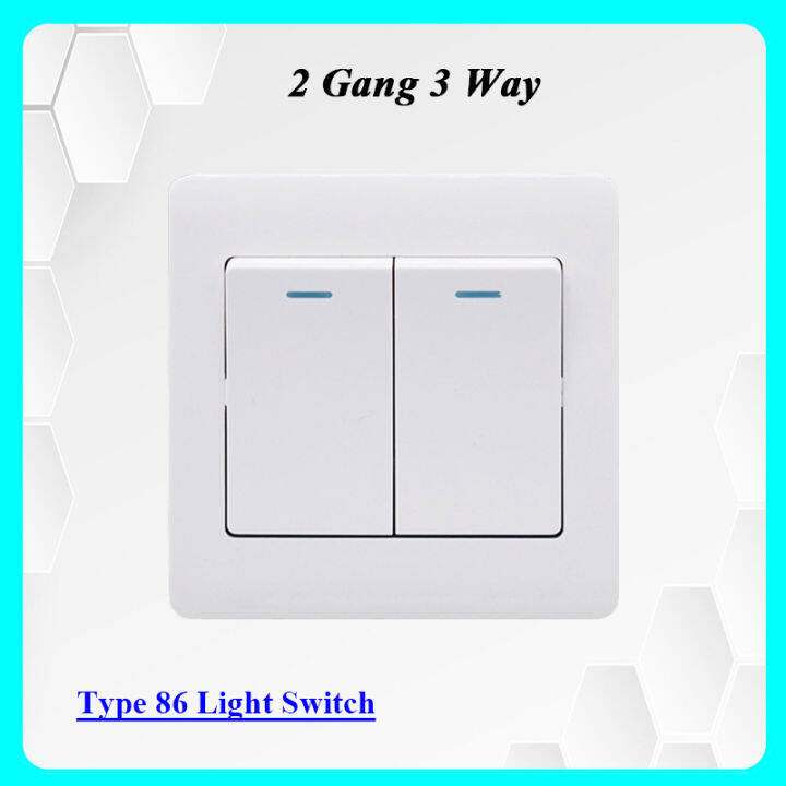 LSG 86 Type White Panel wall switch 2 gang 3 way household wall light ...