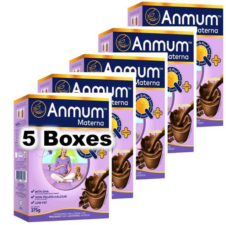 5 Boxes - ANMUM Materna (CHOCOLATE) 375g Powdered Milk Drink with DHA ...