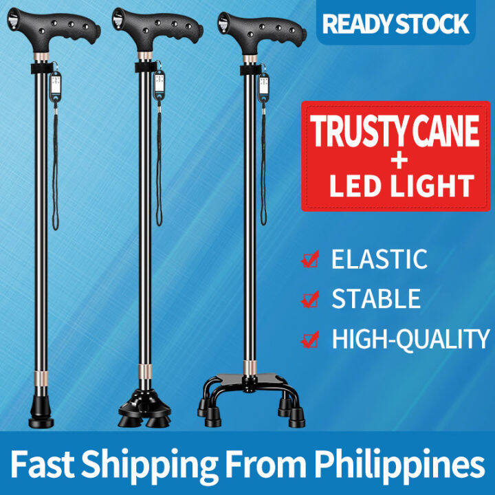 LED Cane Trusty Walking Stick with LED Quad Cane Telescopic Adjustment ...