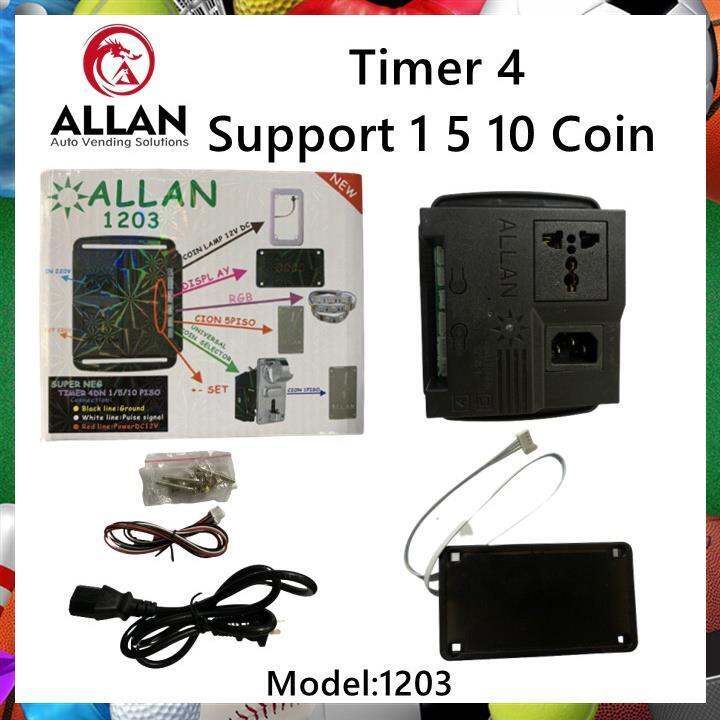 ALLAN 1203 Timer 4digit Support 1 5 10 Old And New Coin Pisowifi / Piso ...