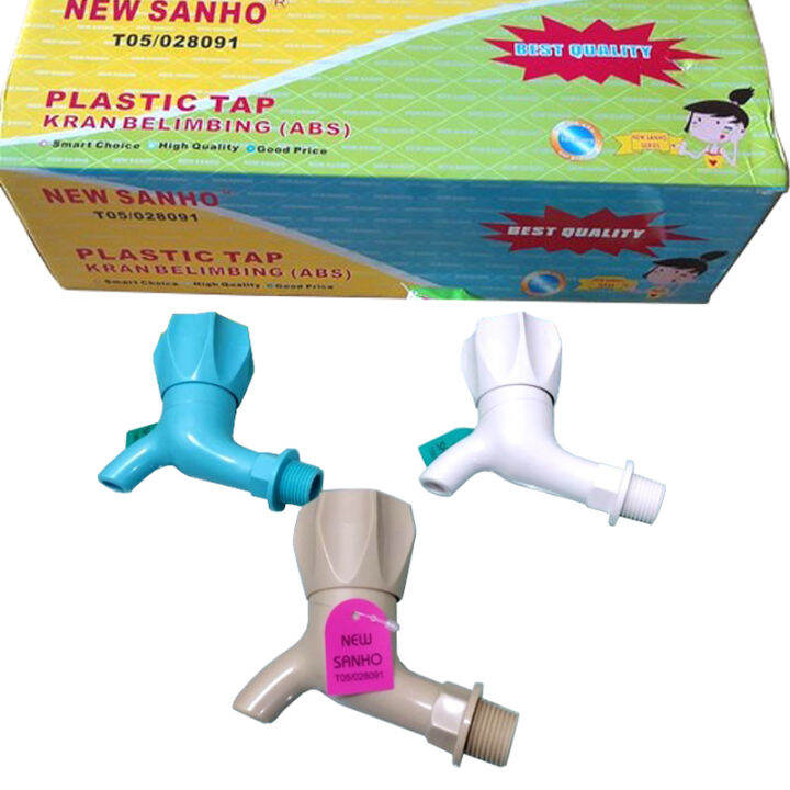 Kran Plastik New Sanho Mahkota Tembok 1/2" Inci / Keran PVC ABS Tembok ...