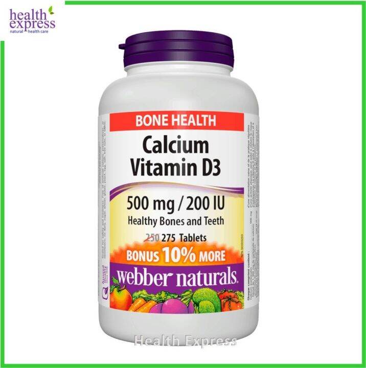 Webber Naturals - Calcium (500 mg) + Vitamin D3 (200 IU) 275 tablets ...