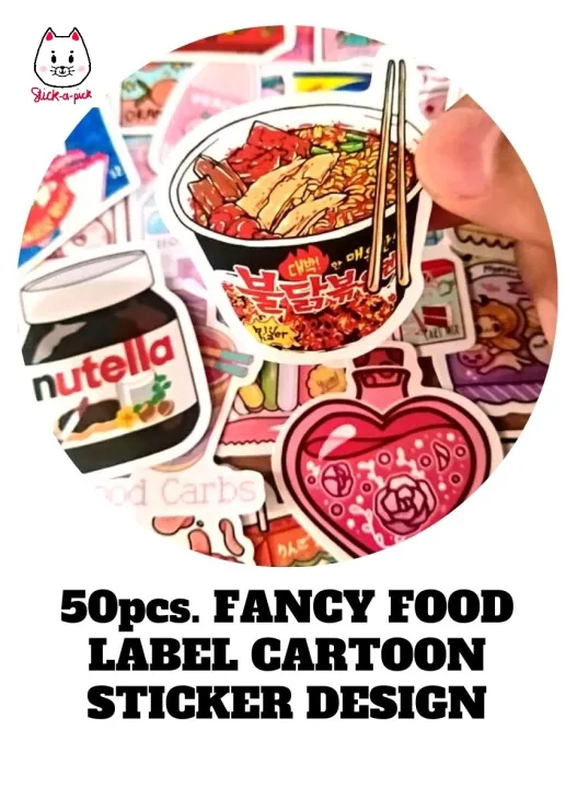 50pcs. FANCY FOOD LABEL CARTOON STICKER DESIGN | Lazada PH