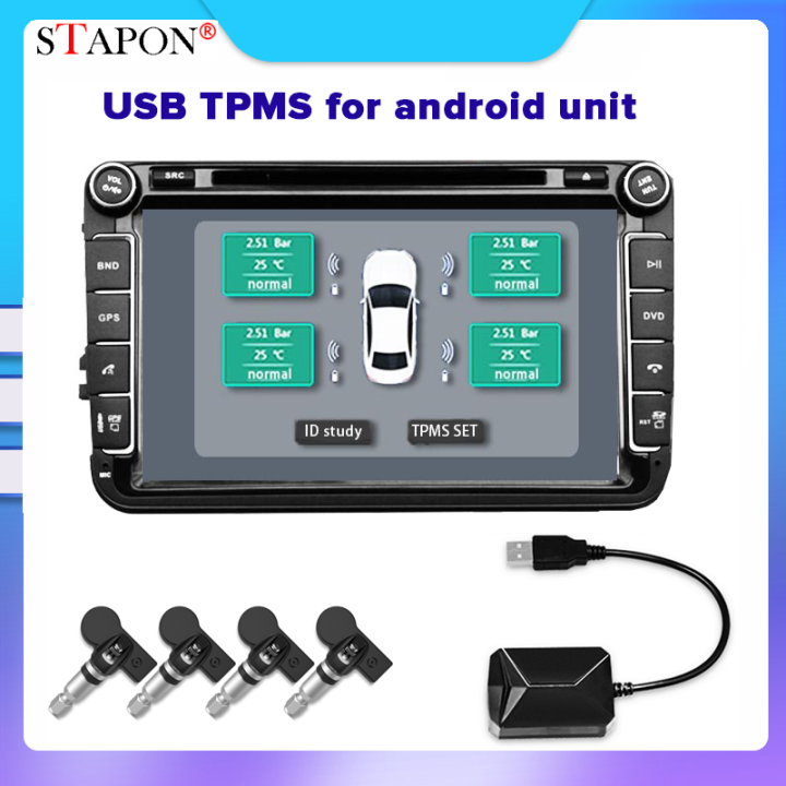 STAPON USB TPMS สำหรับหน่วยแอนดรอยด์เซนเซอร์ภายในแรงดันลมยางระบบเตือนภัยการส่ง TA4แบบไร้สาย ...