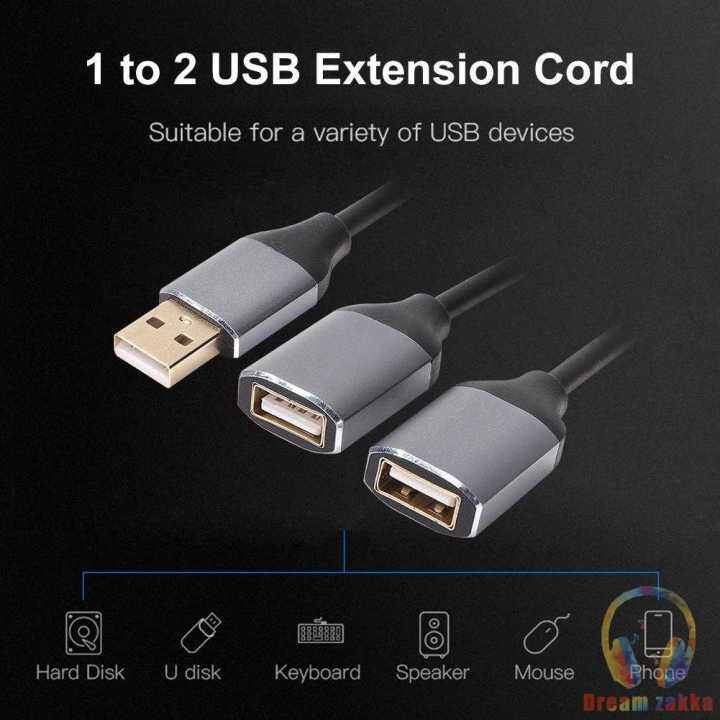 2 in 1 USB Cable 1 Male to 2 Female Data Hub Power Extension Adapter Y ...