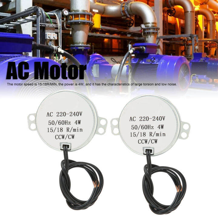 AC Motor Large Torsion 2Pcs 220‑240V Motors 15-18RPM Low Noise with Single Flat Shaft for ...