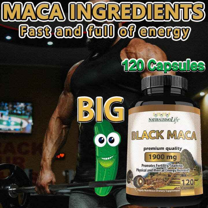 Black Maca Capsules 1900 mg - Men's Health - Anti-Fatigue - Supports ...