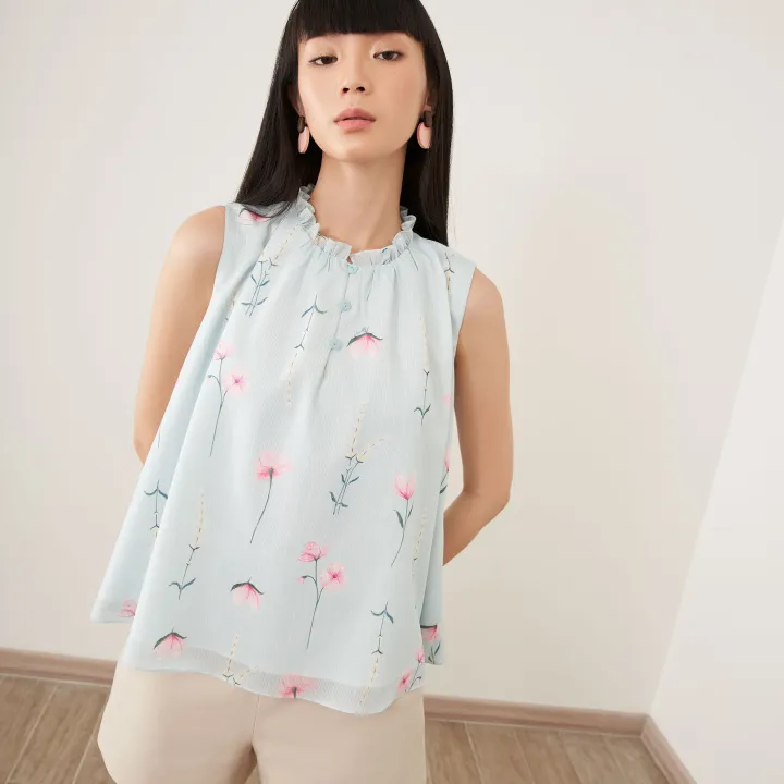 VANNSTOFF Aubrey Blouse เสื้อแขนกุดผ้าลาย Original ของ Vannstoff ซ่อนดีเทลซิปสำหรับปั๊มนมได้ ...