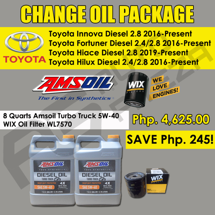 CHANGE OIL PACKAGE for Toyota Innova, Fortuner, Hiace and Hilux Diesel ...