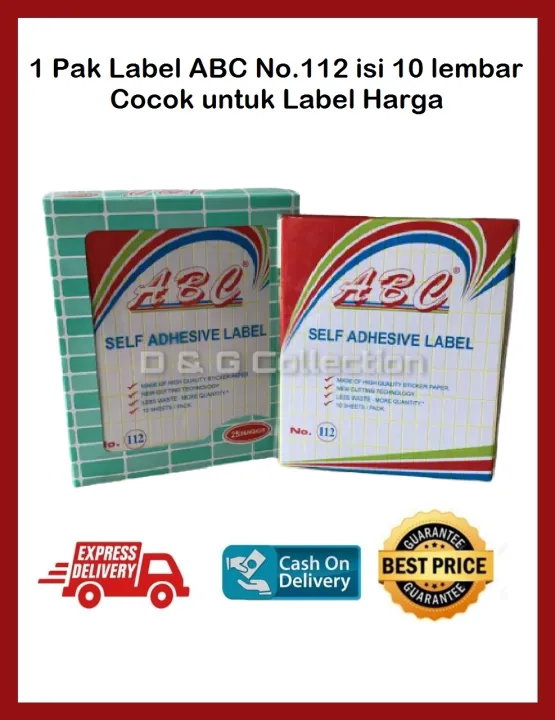 LABEL ABC NO. 112 / STIKER LABEL NO.112 / LABEL HARGA SELF ADHESIVE 1 ...
