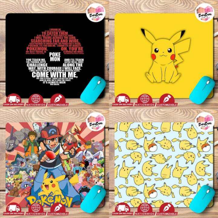 POKEMON Mousepad | 5mm thick | ASH KETCHUM | PIKACHU | SQUIRTLE | MEW ...
