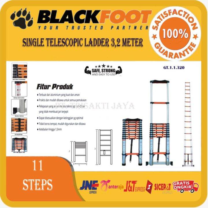 Tangga Aluminium Telescopic 3,2 M /Single Telescopic Ladder 9 Steps ...