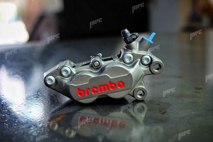 Brembo Front Caliper 4 Pot Right ปั๊มเบรคล่างเบรมโบ้ 4 พอตเทาโลโก้แดง ...