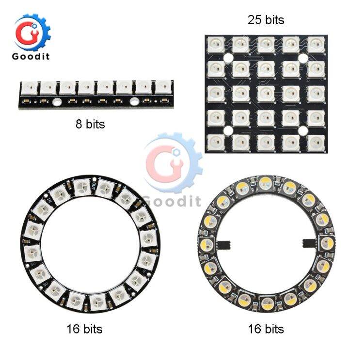 LED PCB Board WS2812 WS2812B RGB SK6812 RGBW 5050 8/16/25Bits 5x5 Pixel ...