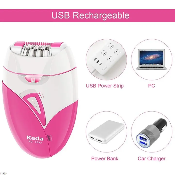 Keda Electric Epilator Woman Cordless Hair Removal Depilator Shaver ...