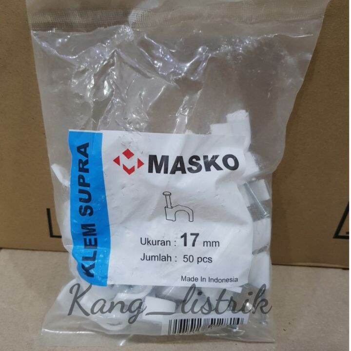 KLEM KABEL PAKU BETON NO 17 MM ( 50 PCS ) MASKO / CABLE CLIP LISTRIK ...