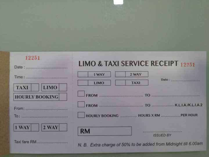 Taxi Receipt /Teksi Resit / MYTAXI / LIMO | Lazada