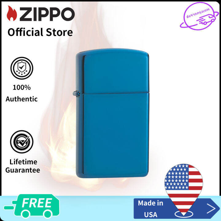 Zippo Blue Slim Sapphire Design Windproof Pocket Lighter | Zippo 20494 ...