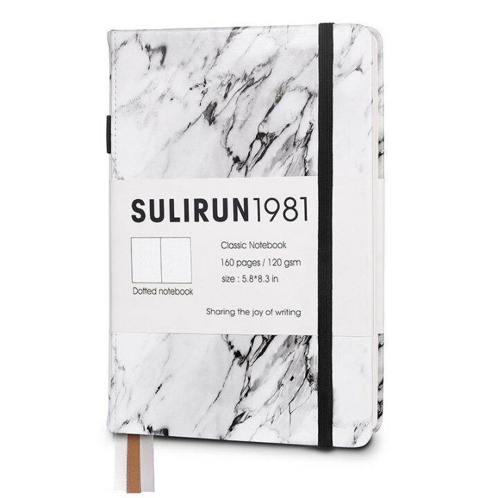 BUJO Notebook Dots pages A5 Marble texture leather Hardcover 120 GSM ...