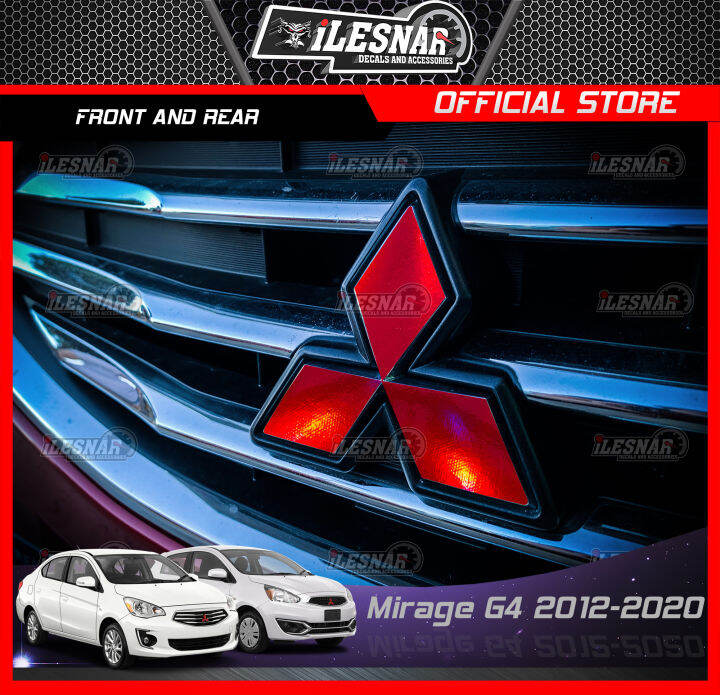 Mitsubishi Mirage G4 2012-2020 Front and Rear Logo Premium Red Hologram ...