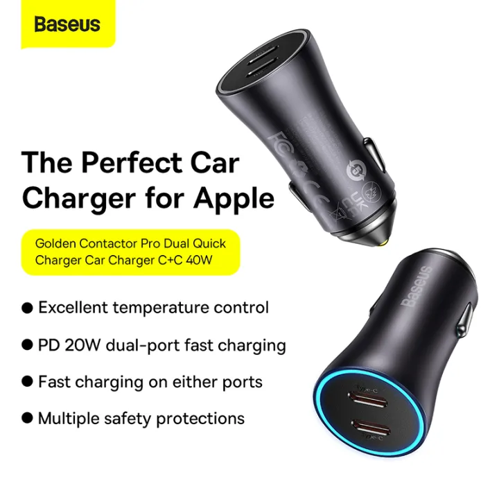 Baseus 40W Car Charger 12v 24v Fast Charger Original Truck 2 Ports USB ...