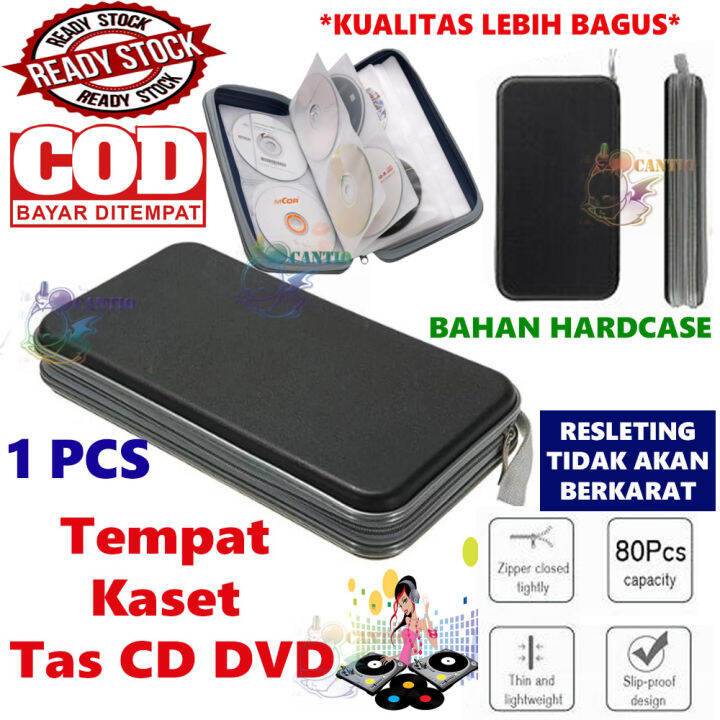 (BAYAR DI TEMPAT) WARNA HITAM Tempat Kaset CD VCD DVD 80 Disc Tas Kaset Disc Bag Storage Holder ...