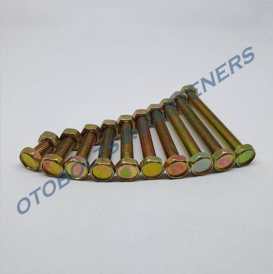 [PAKET 50PCS] Baut Mur Kuning 10x60 / Baut Kuning M10 BMK / Baut Hex ...