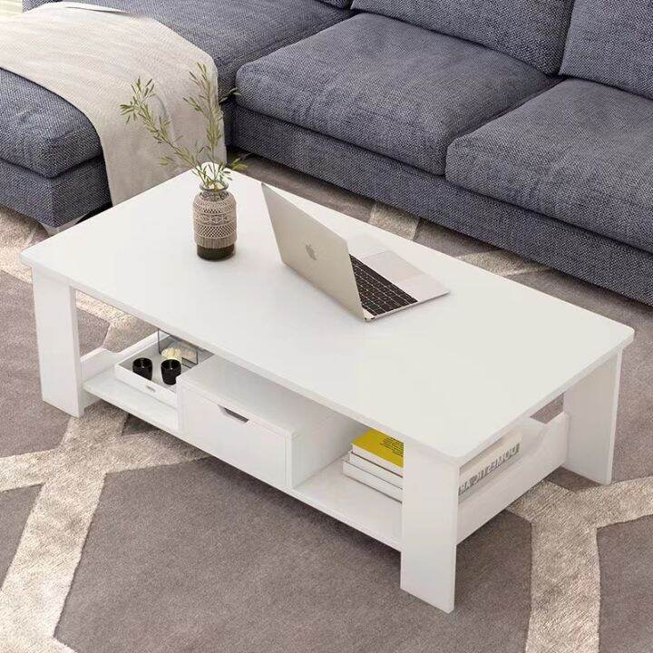 โต๊ะกลางโซฟา 2ชั้น โต๊ะวางของ รับแขกโต๊ะไม้ทรงสี่เหลี่ยมสไตล์โมเดิร์น ...