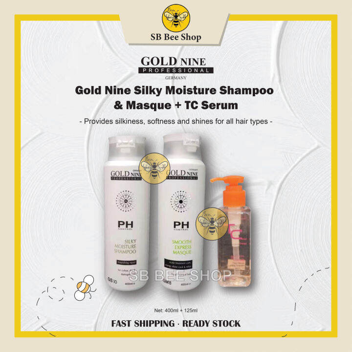 Gold Nine Professional Silky Moisture Shampoo 400ml & Masque 400ml & TC Serum 125ml | Lazada