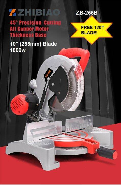 ZB-255B HEAVY DUTY Industrial Wood/Aluminum Miter Saw 10" 255mm Blade Free 120T | Lazada PH
