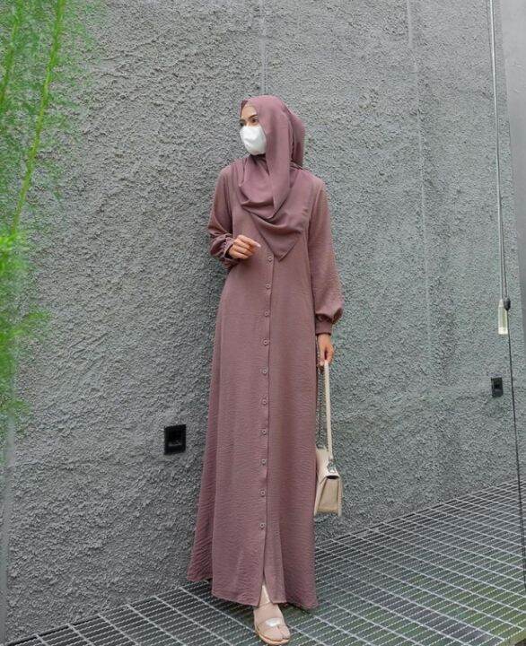 NEW SYAFINA DRESS/dress crinkle/gamis terbaru/gamis crinkle airflow/M-L ...