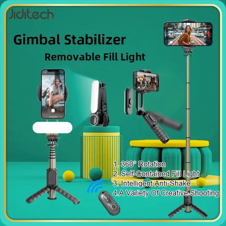 Jiditech Phone-Stabilizer Anti-Shake Gimbal Tripod With Fill Light ...