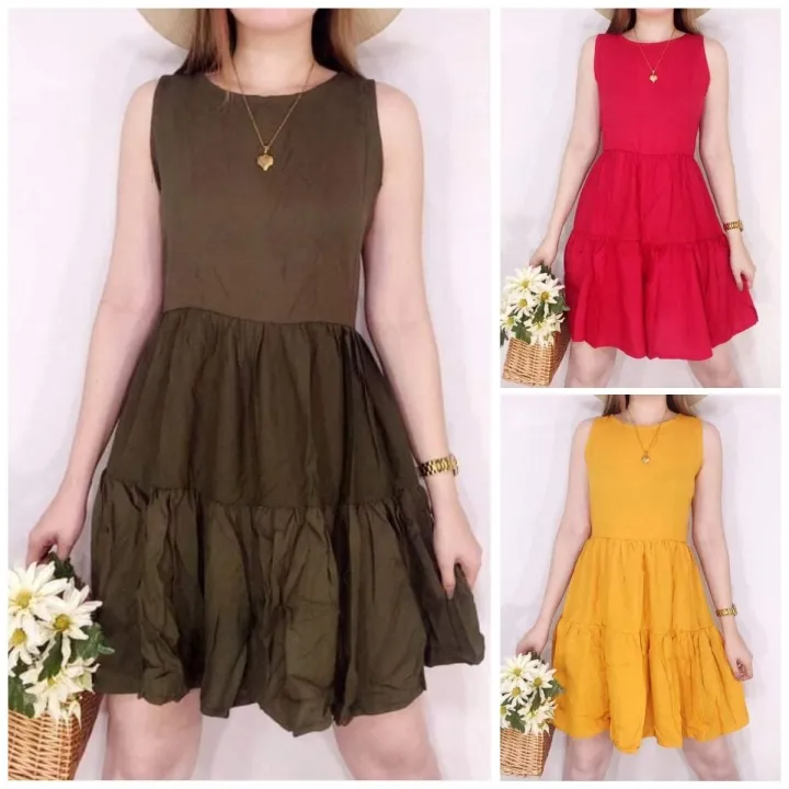 LESEKA Bangkok Trixie Sleeveless Dress Plain For Womens Chalis Fabric ...