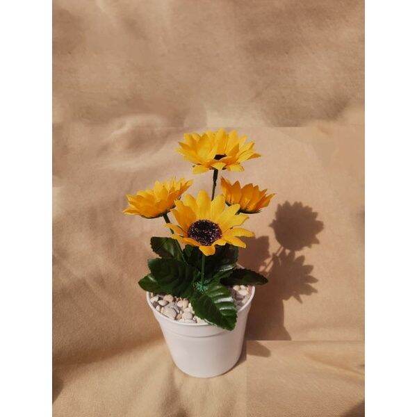 Bunga Matahari Plastik Lengkap Dengan Pot Dan Batu Kerikil/Bunga Hias ...