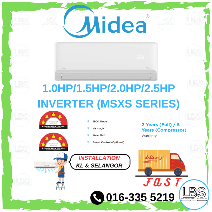 MIDEA INVERTER AIR COND (MSXS SERIES - 4STAR/5STAR) - 1.0HP/1.5HP/2.0HP ...