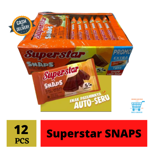 Superstar Snaps Wafer Triple Chocolate 12 Bungkus / Box - Snack Camilan ...