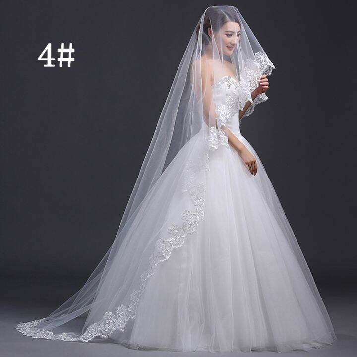 3 Meter White Lace Long Bridal Veil Wedding Veil | Lazada PH