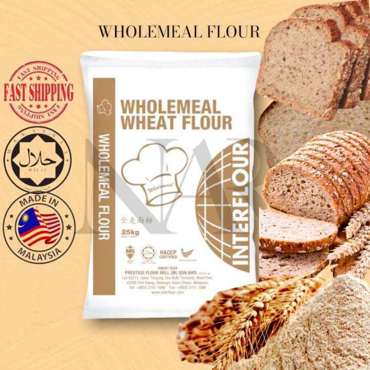 [1kg] Wholemeal Flour - Untreated / Unbleached (Premium) - repack | Lazada