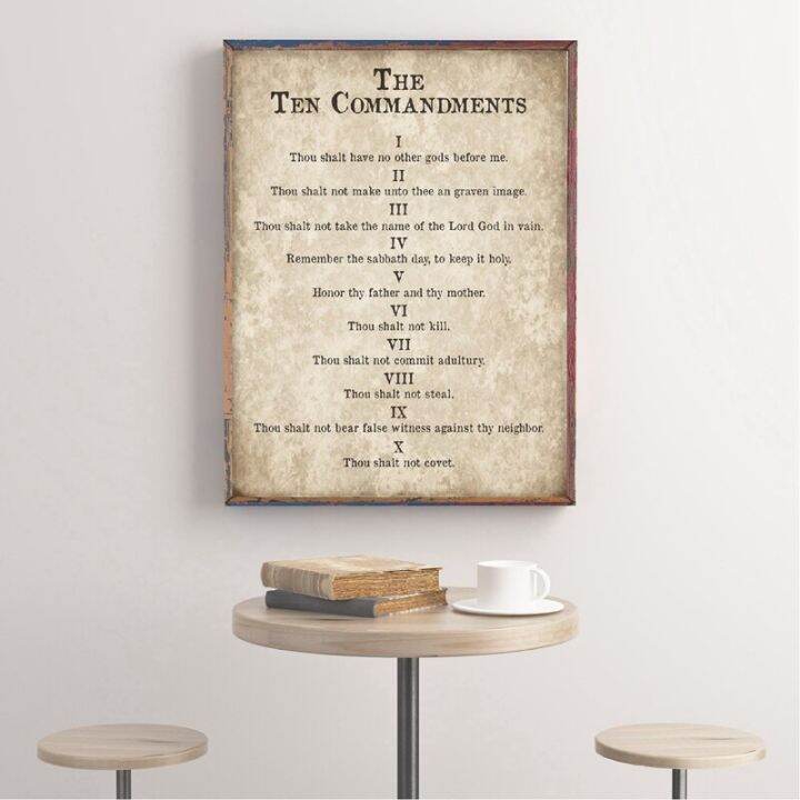 Exodus 20 Print Ten Commandments Christian Poster Vintage Wall Art ...