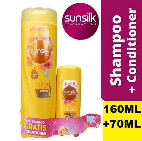 PROMO Sunsilk Shampoo halus dan lembut 160ml + FREE sunsilk conditioner ...