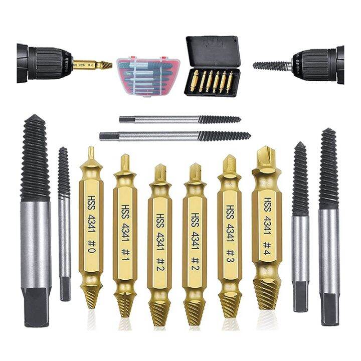 12 PCS Damaged Screw Extractor Set, for Thread Broken Stud, Screw, Bolt ...