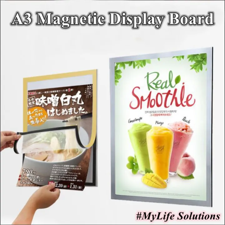 A3 Magnetic Display Board Sticker Photo Certification Wall Frame ...