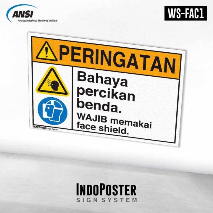 Stiker K3 Safety Sign Standar ANSI ISO Bahaya Percikan Benda | Lazada ...