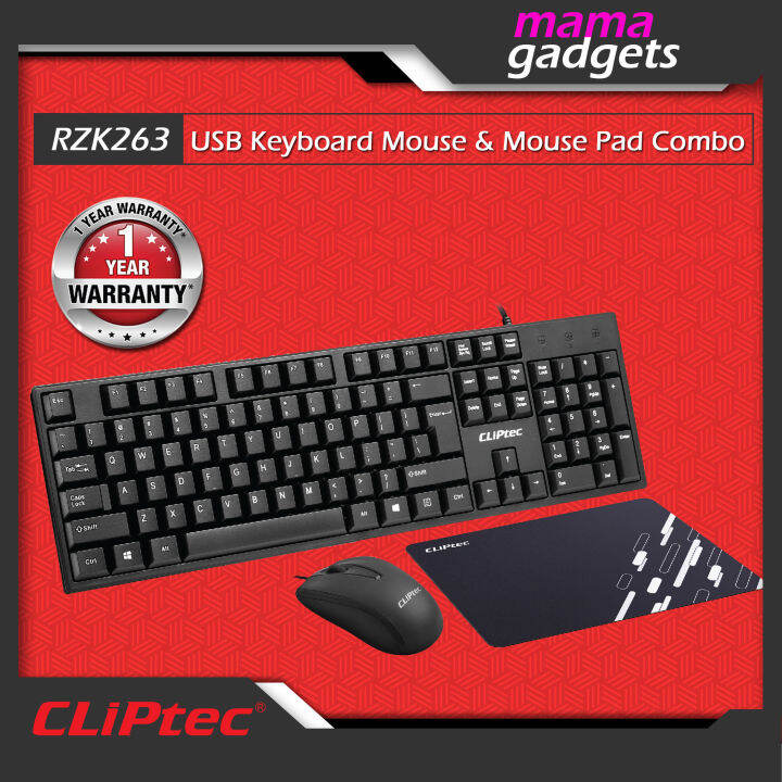 CLiPtec RZK263 OFIZ-COMBO3 USB 3-in-1 Keyboard, Mouse and Mouse Pad ...