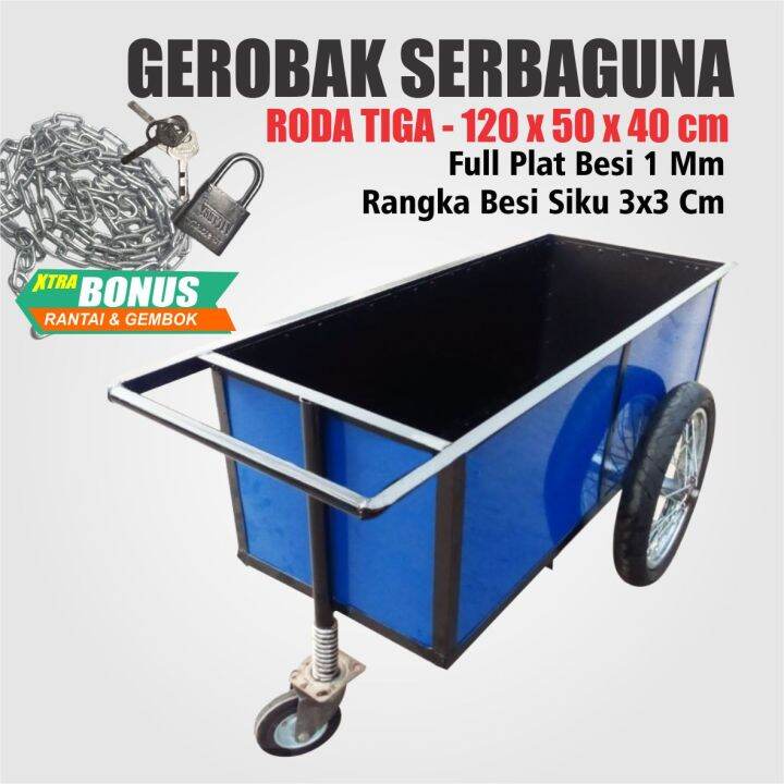 Gerobak Barang Serbaguna Full Plat 1mm. Ukuran P.120 × L.50 × T.40 cm ...