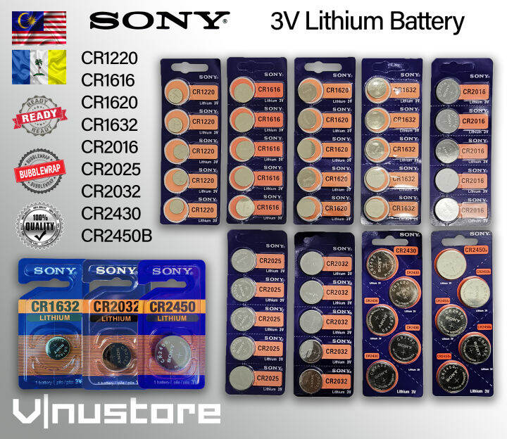 SONY 3V Lithium Coin Battery CR1220/CR1616/CR1620/CR1632/CR2016/CR2025 ...