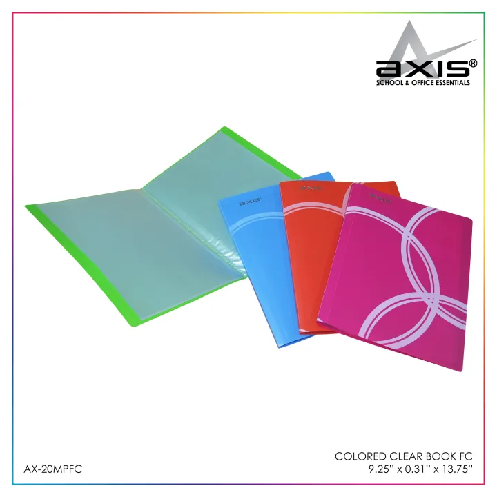 Clearbook Folder Colored Long FC Display Book Non-Refillable 20 Pockets ...