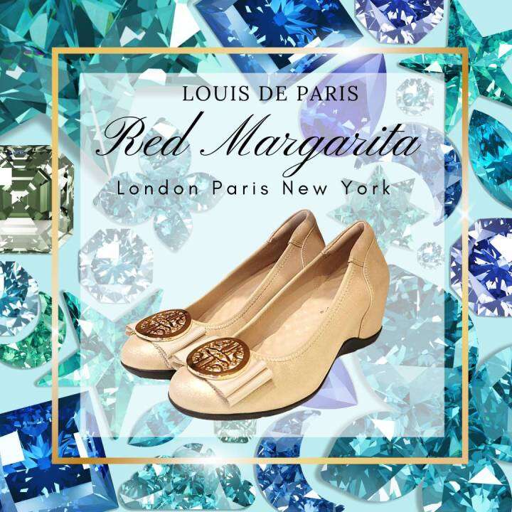 รองเท้า หนังแกะ รุ่น LOUIS DE PARIS สีทอง ส้น 1.5นิ้ว inch ส้นคอมฟอร์ต ...